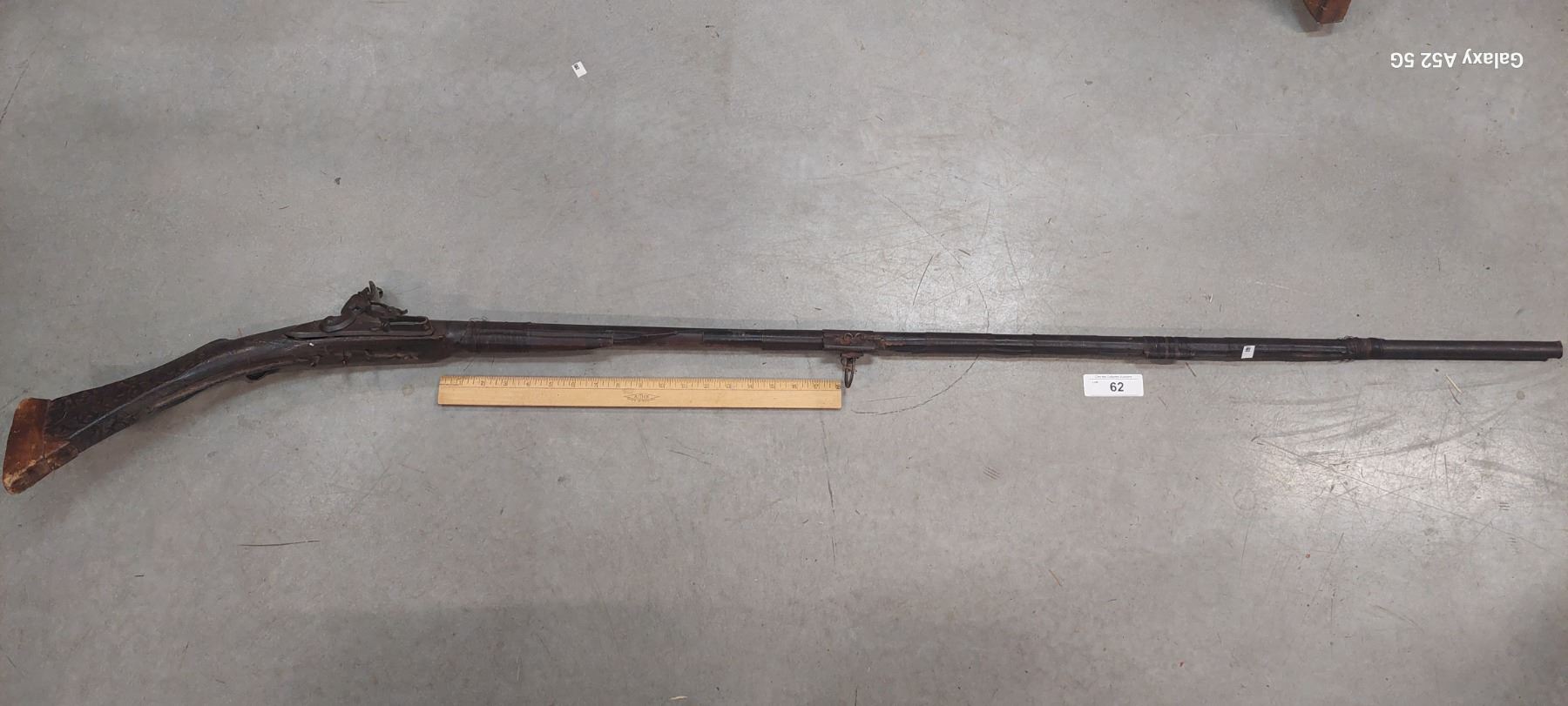 Antique Turkish long gun, wall hanger 67"