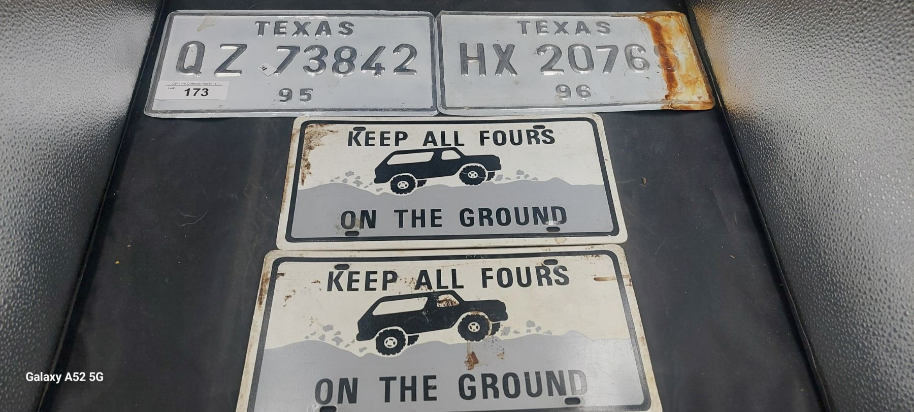 2 Texas plates and 2 plastic 4x4 plates
