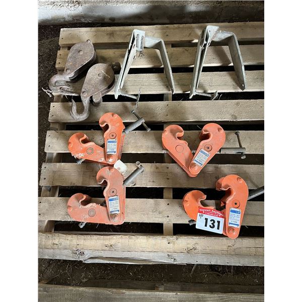 1 & 2 ton sets of Gate Lifting Clamps, Beam Lifting Clamps, Block & Tackle