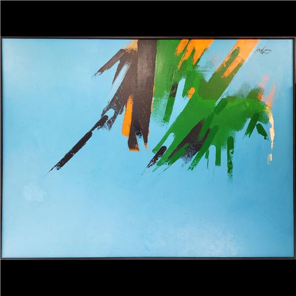 Jon Henry (American, 1916-1990) Large Acrylic Abstract Painting Titled ...