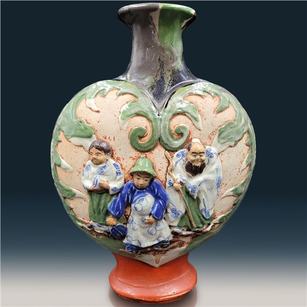 Antique Japanese Signed Sumida Gawa Flask