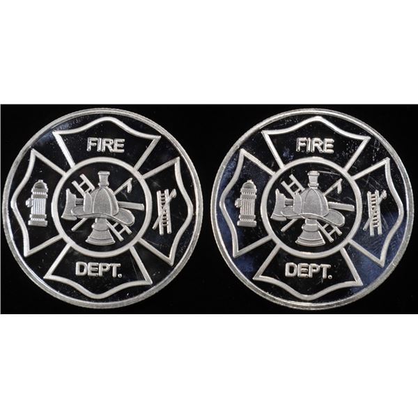(2) 1 OZ .999 SILVER FIRE DEPARTMENT ROUNDS