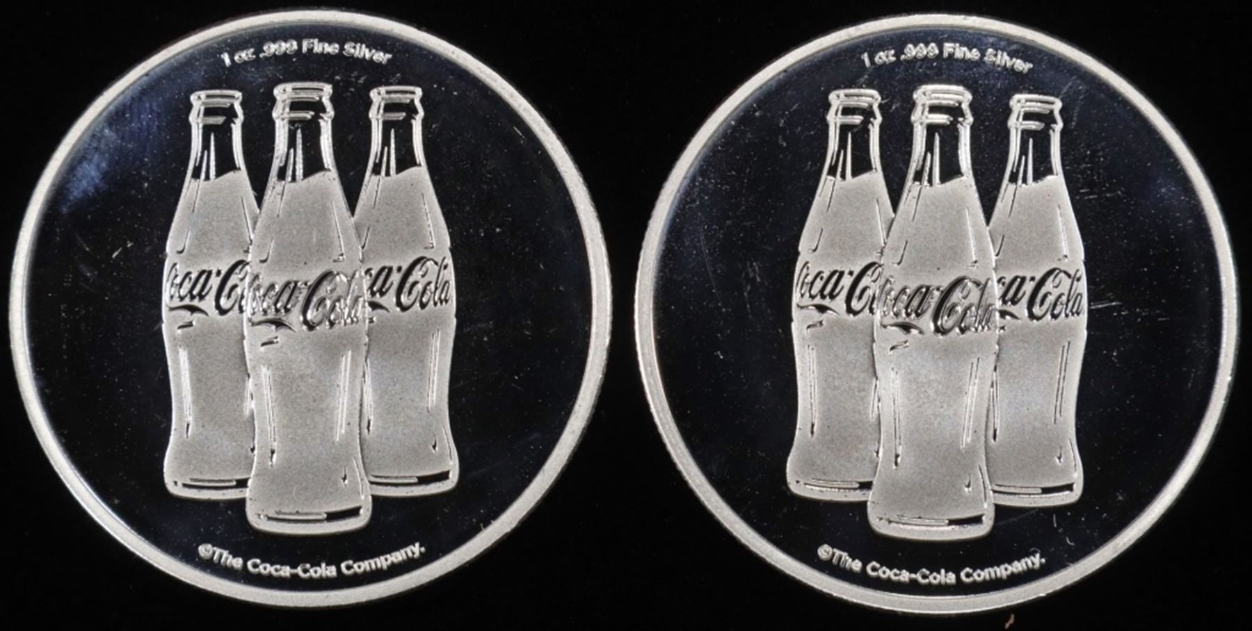 (2) 1 OZ .999 SILVER COCA-COLA ROUNDS