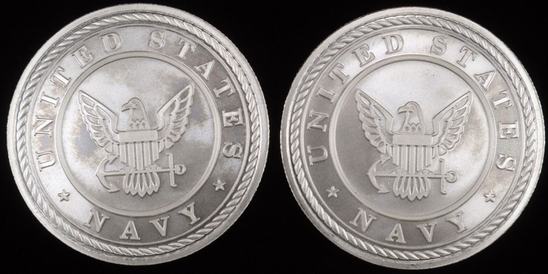 (2) 1 OZ .999 SILVER US NAVY ROUNDS