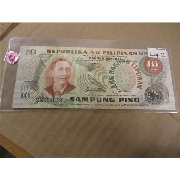 REPUBLIC OF PILIPINAS 10 PISO BANK NOTE