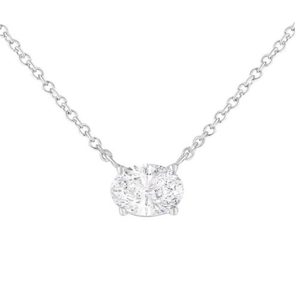10K Gold Oval Lab Diamond Pendant