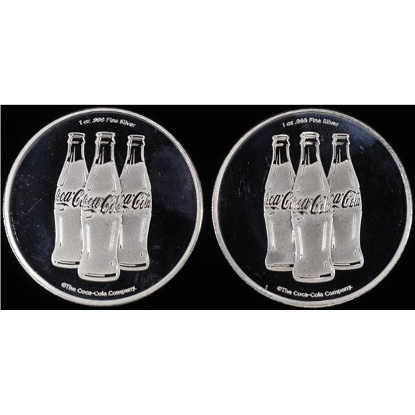 (2) 1 OZ .999 SILVER COCA-COLA ROUNDS