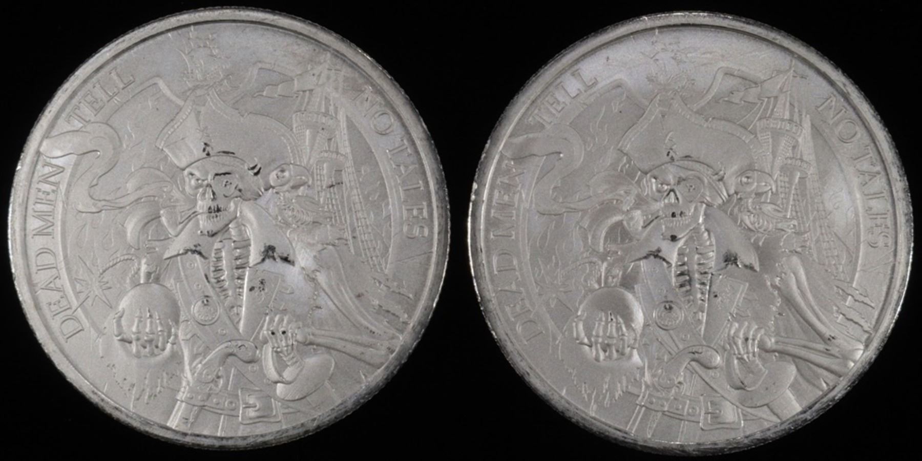 (2) 1 OZ .999 SILVER DEAD MEN TELL NO TALES ROUNDS
