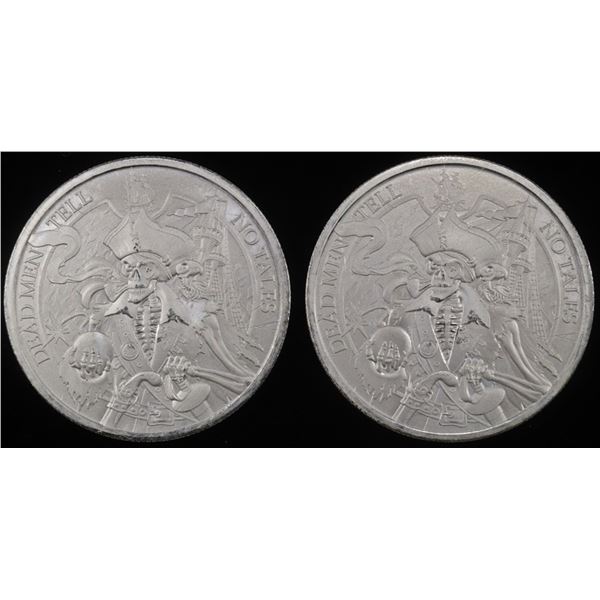 (2) 1 OZ .999 SILVER DEAD MEN TELL NO TALES ROUNDS
