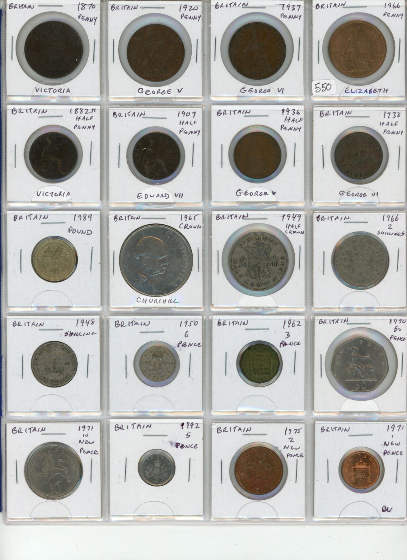 Lot of 20 British coins including Pennies, Half Pennies, Pound ...