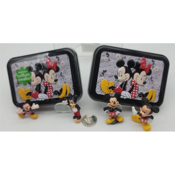 2 Walt Disney Mickey Mouse Tins Of Cotton Swabs And 4 Miniature Mickey Mouse Figurines Ebidzca