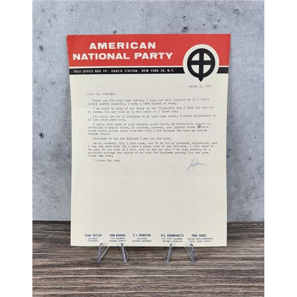 American National Party Letter Schmitz Dan Burros