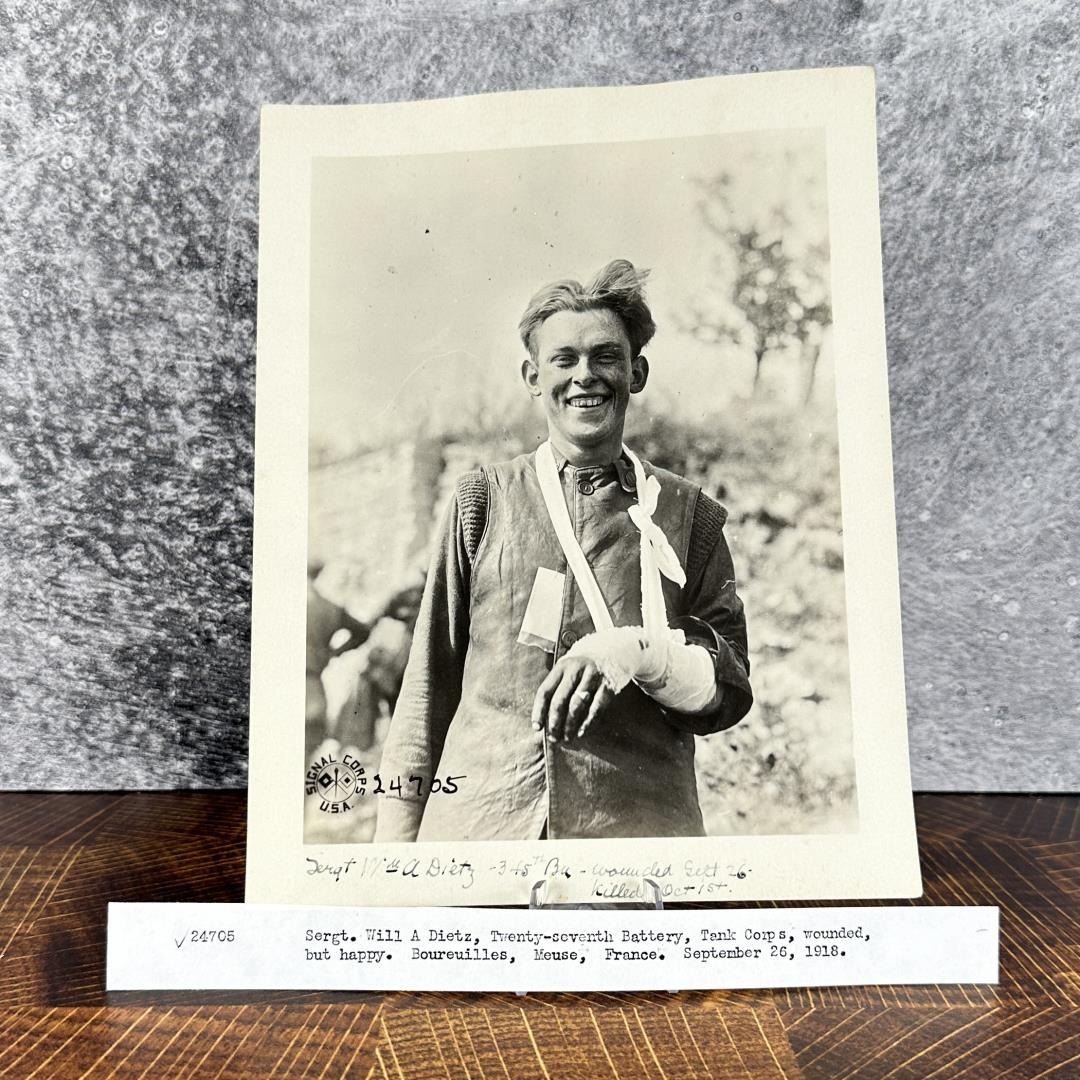 WWI WW1 US Army Wounded Tank Driver France Photo