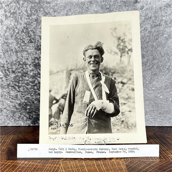 WWI WW1 US Army Wounded Tank Driver France Photo