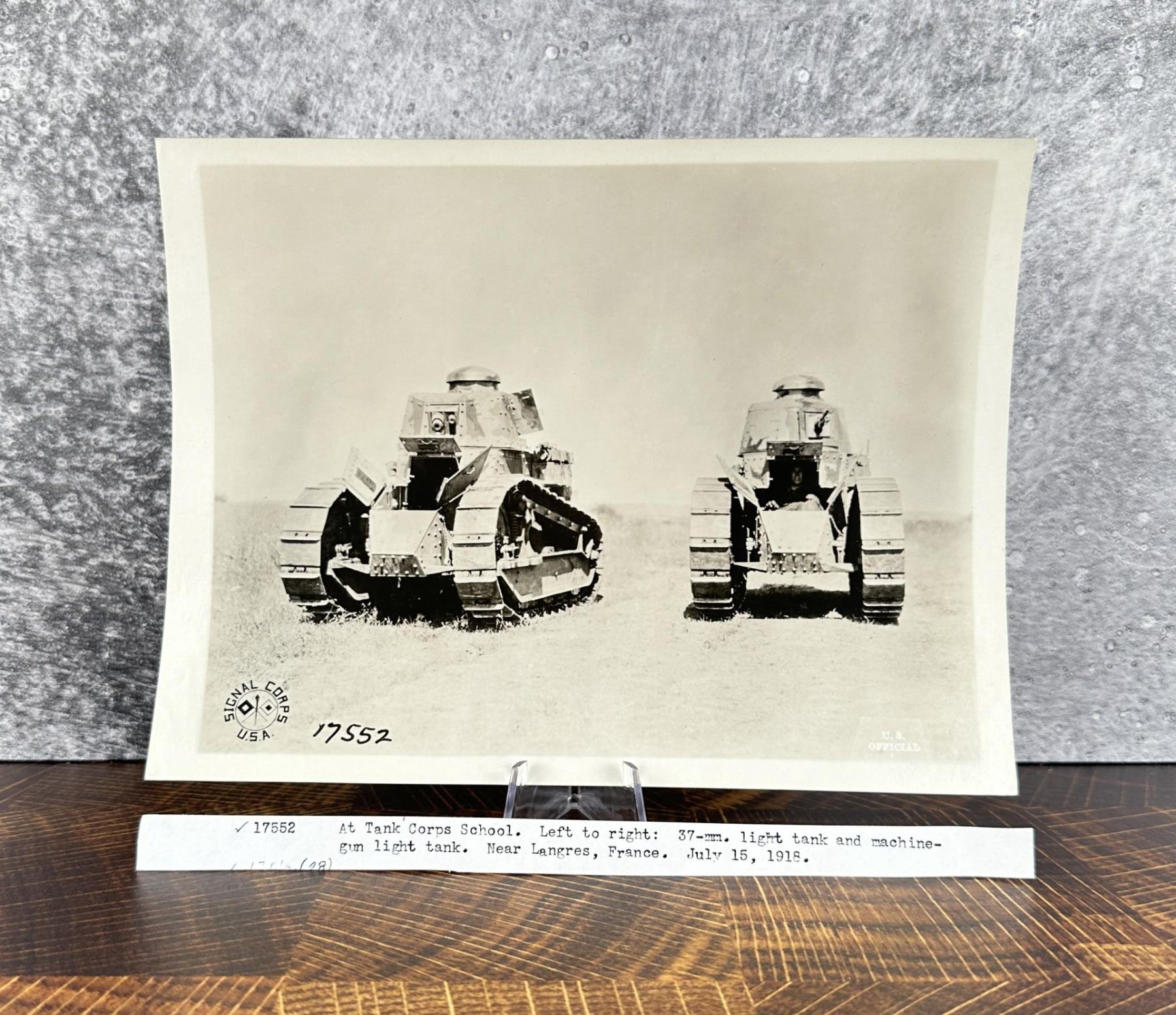 WWI WW1 US Army Tank School France Photo