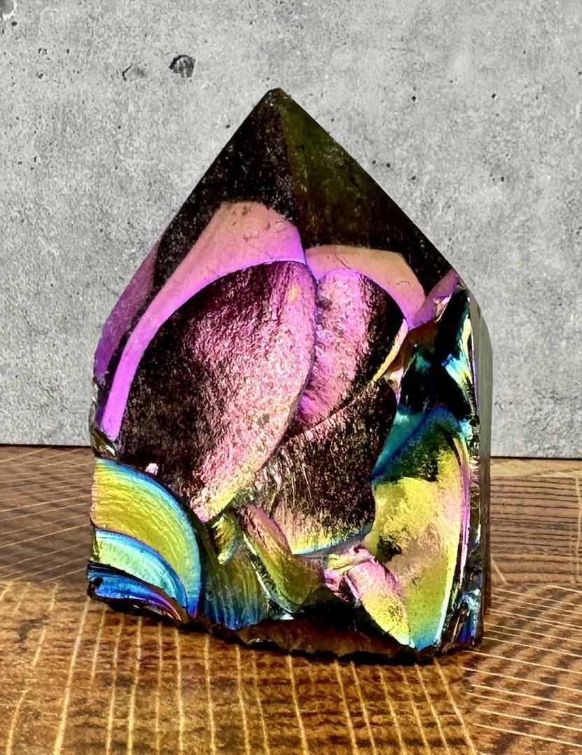 Titanium Rainbow Aura Quartz Spire