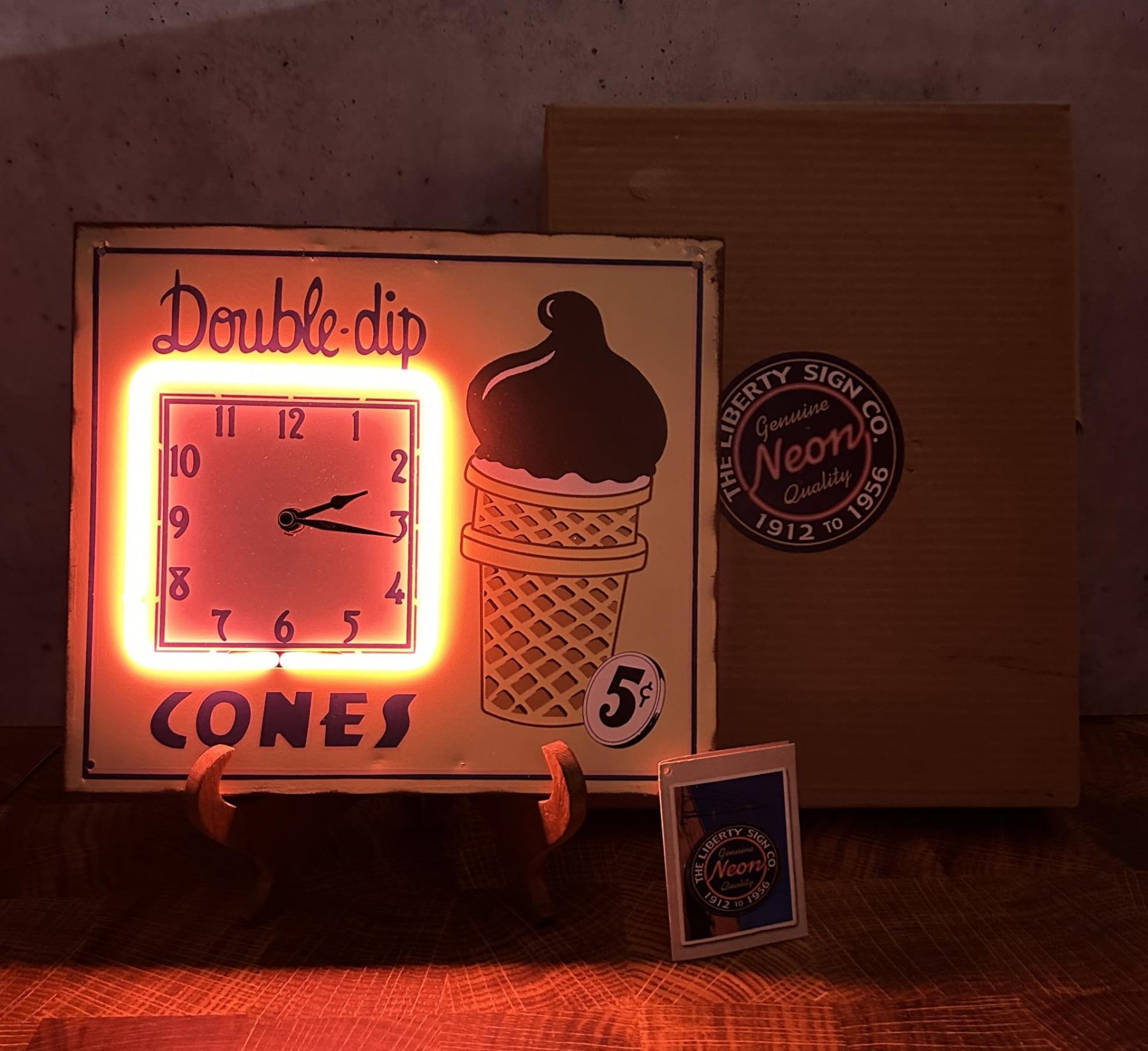 Double Dip Ice Cream Cones Neon Sign