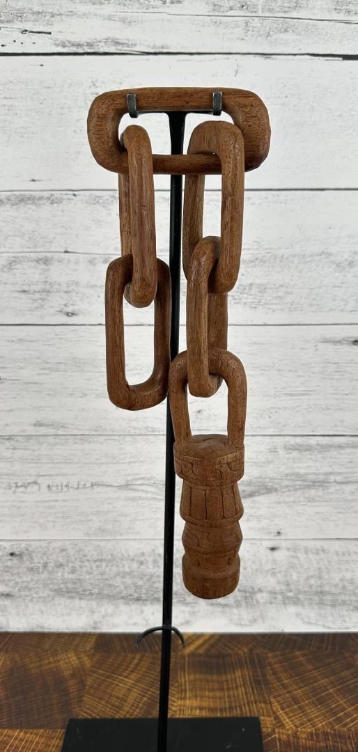 Folk Art Carved Wood Chain Whimsy