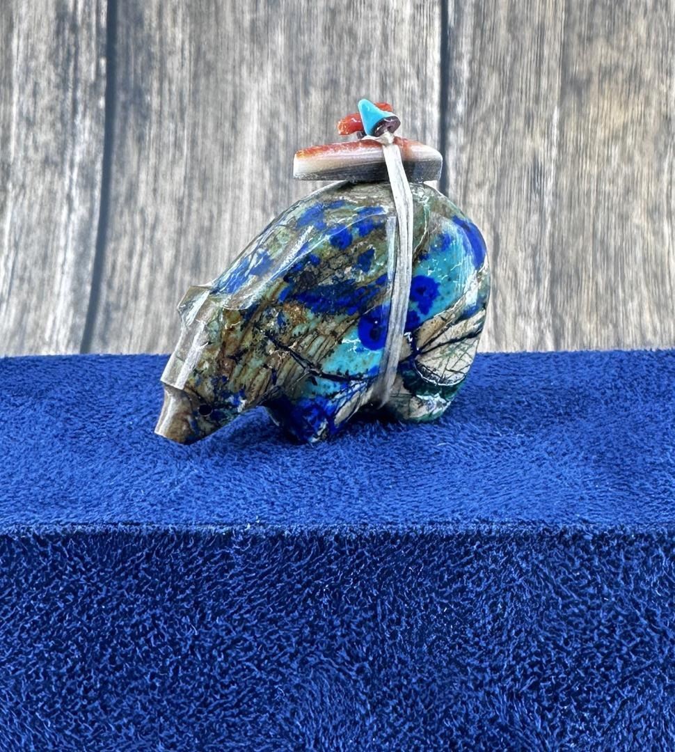 Carved Azurite Zuni Bear Fetish