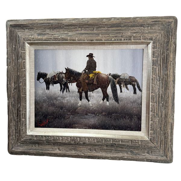 George Dee Smith Oil on Board Cowboy Painting