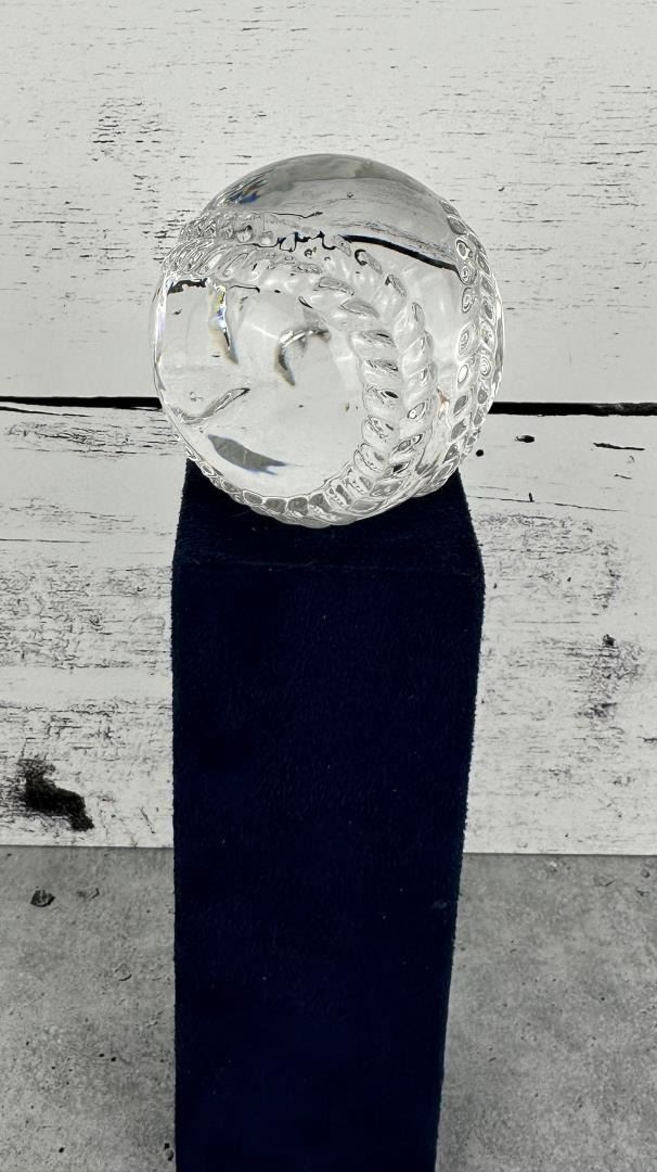 Clear Glass Baseball Paperweight