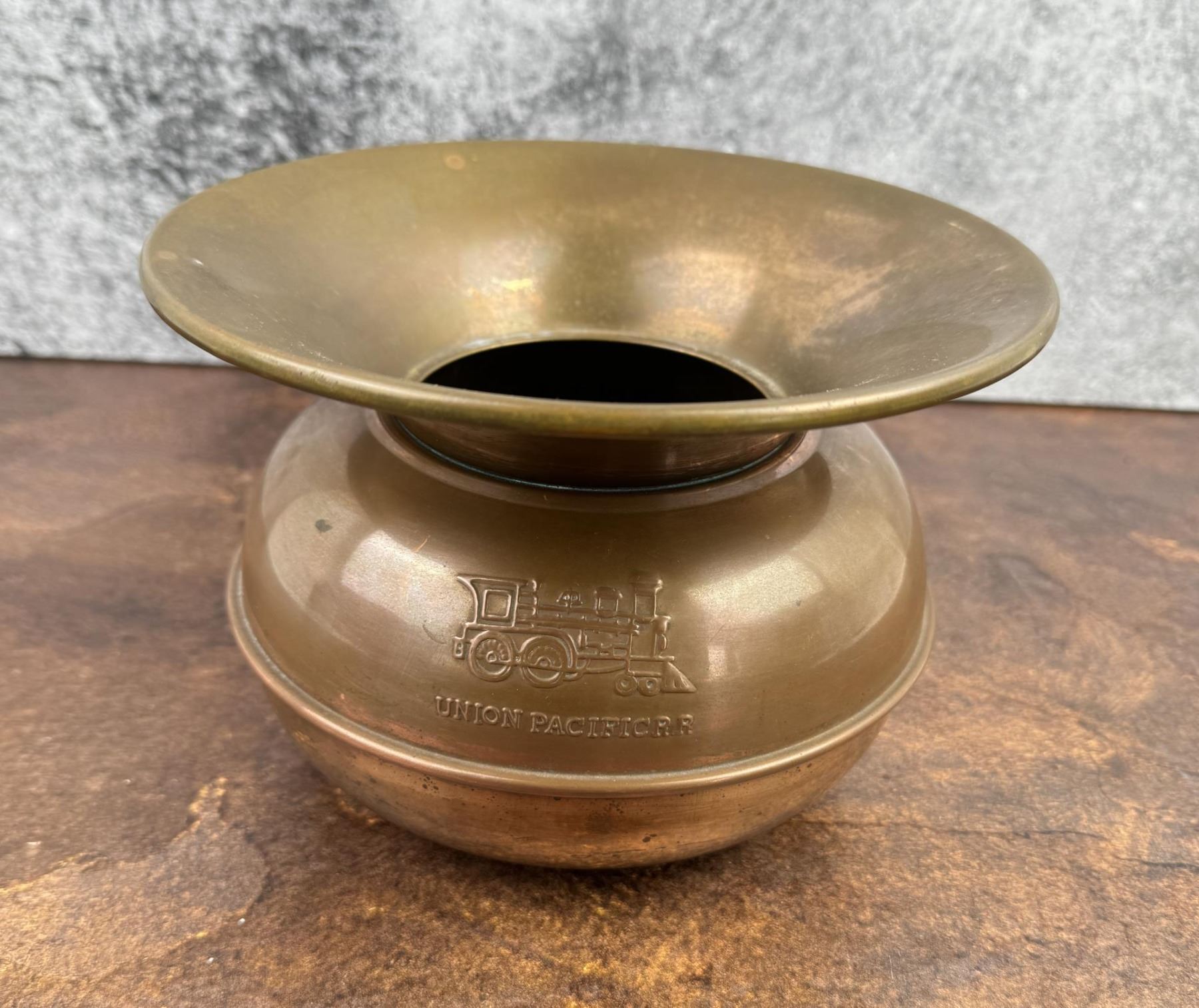 Union Pacific Railroad Brass Copper Spittoon