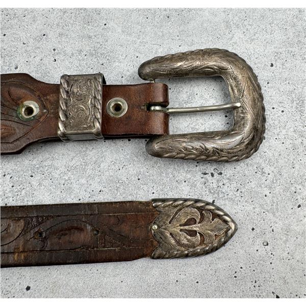 Sterling Silver Cowboy Ranger Belt Buckle Set