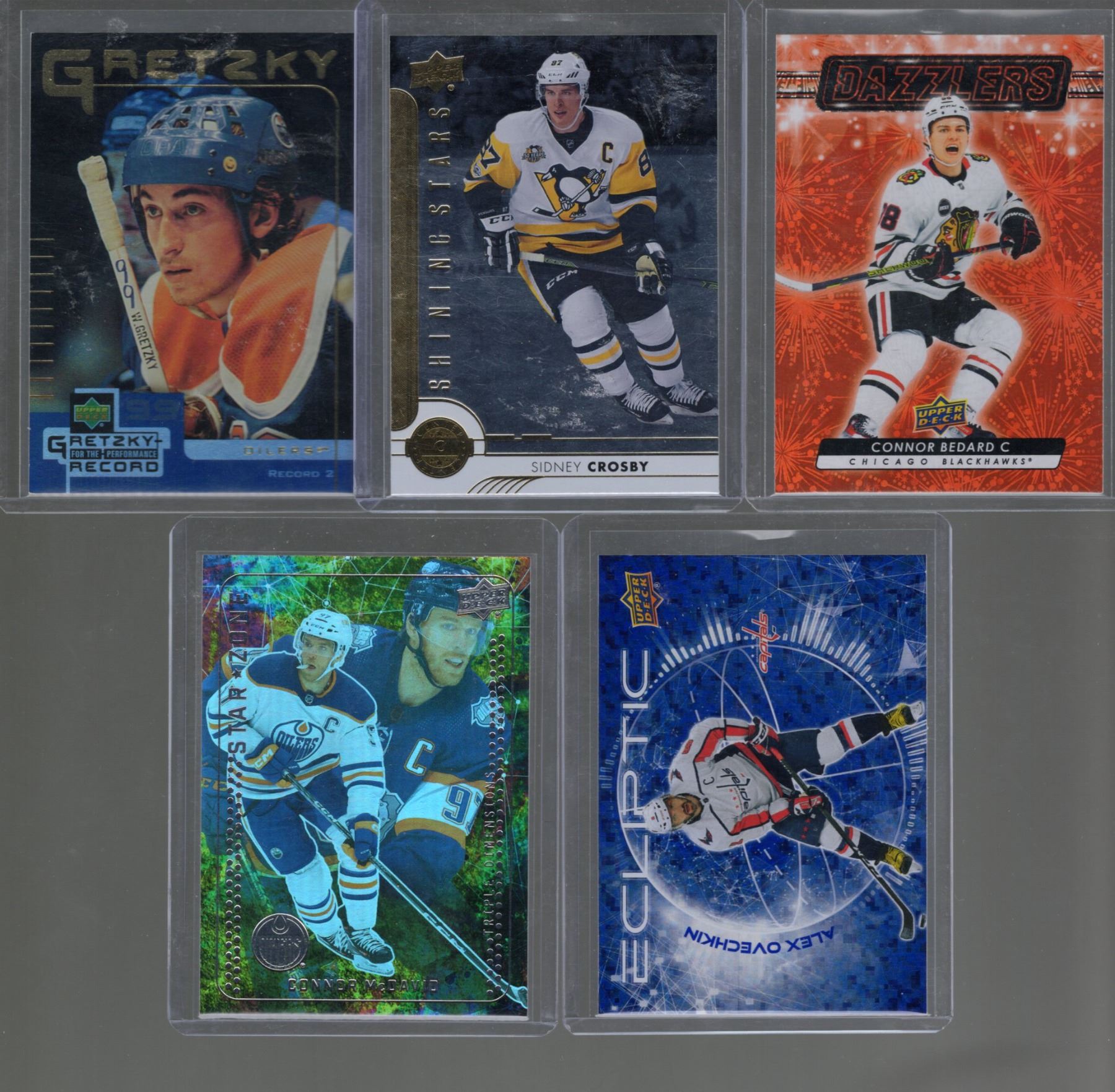 Connor Bedard Orange Dazzlers, Sidney Crosby Shining Stars '17, Gretzky ...