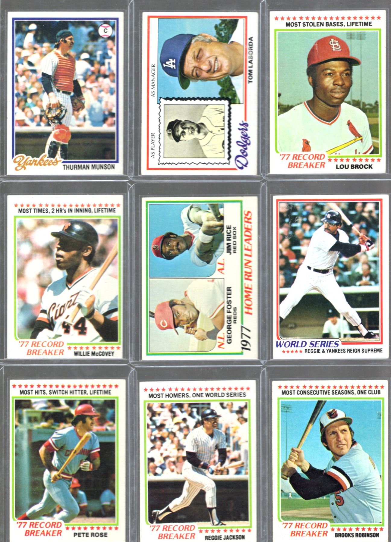 1978 Topps '77 Record Breaker Cards: Willie McCovey, Brooks Robinson ...
