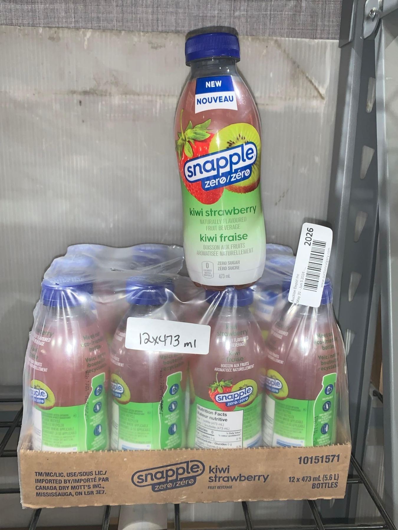 CASE LOT- Snapple Zero Kiwi Strawberry 12 x 473ml
