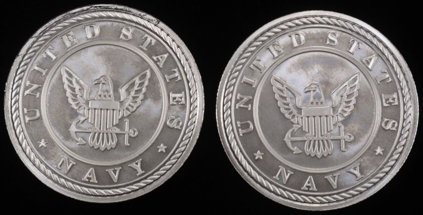 (2) 1 OZ .999 SILVER US NAVY ROUNDS