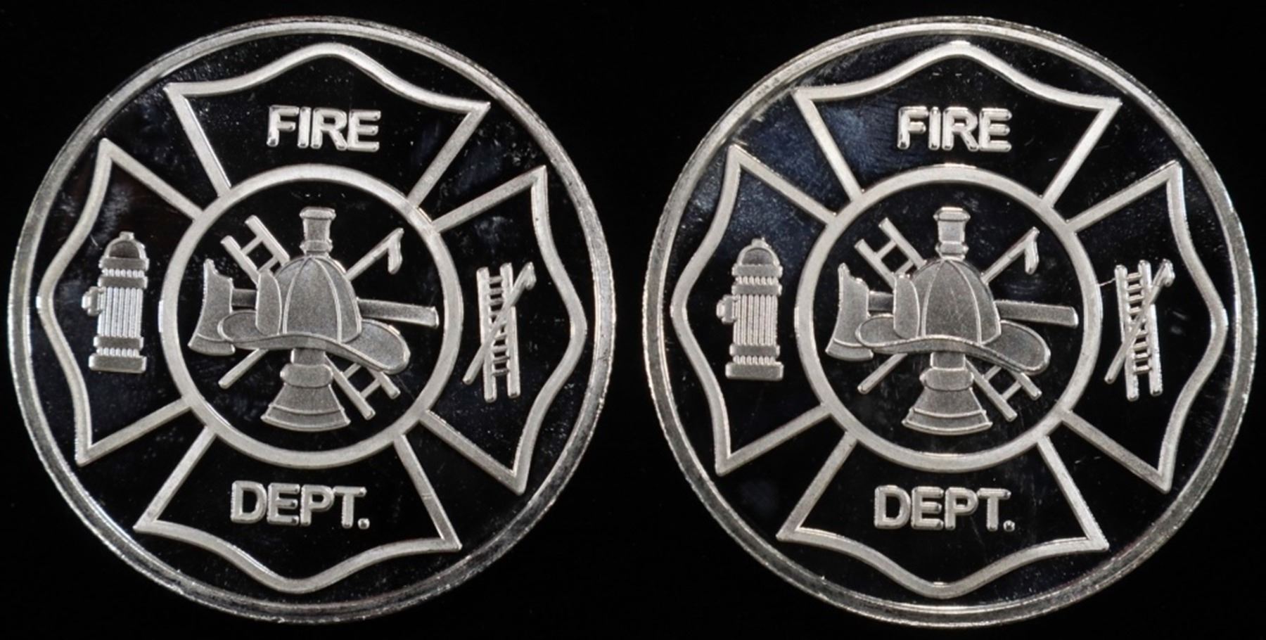 (2) 1 OZ .999 SILVER FIRE DEPARTMENT ROUNDS