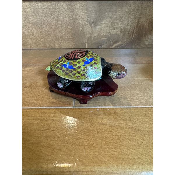 Vintage cloisonné turtle trinket box