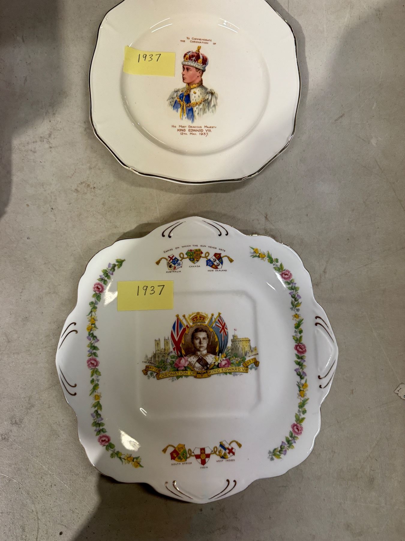 The coronation King Edward vlll plates one Ansley one Alfred Meakin