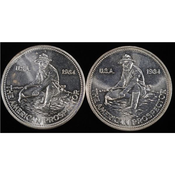(2) 1 OZ .999 SILVER 1984 AMER PROSPECTOR ROUNDS