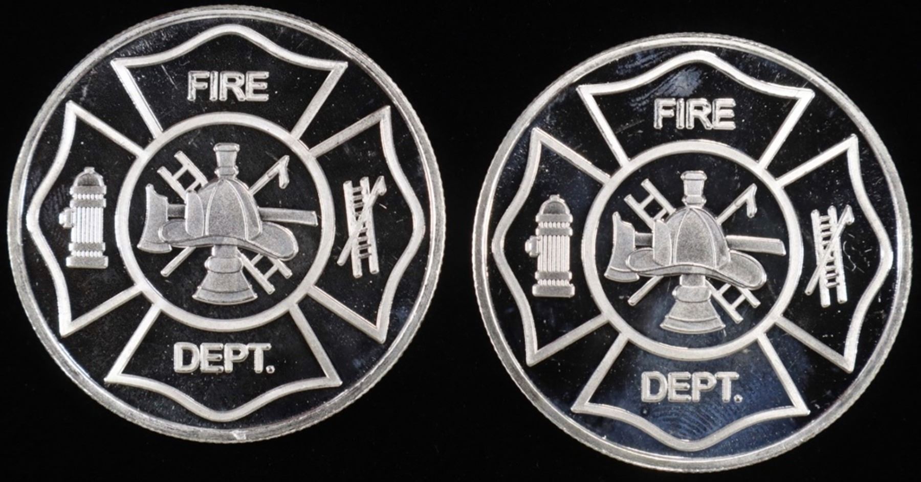 (2) 1 OZ .999 SILVER FIRE DEPARTMENT ROUNDS