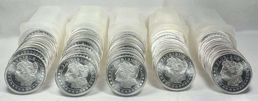 (5) Rolls (100-coins) Morgan Design 1 ozt .999 Silver
