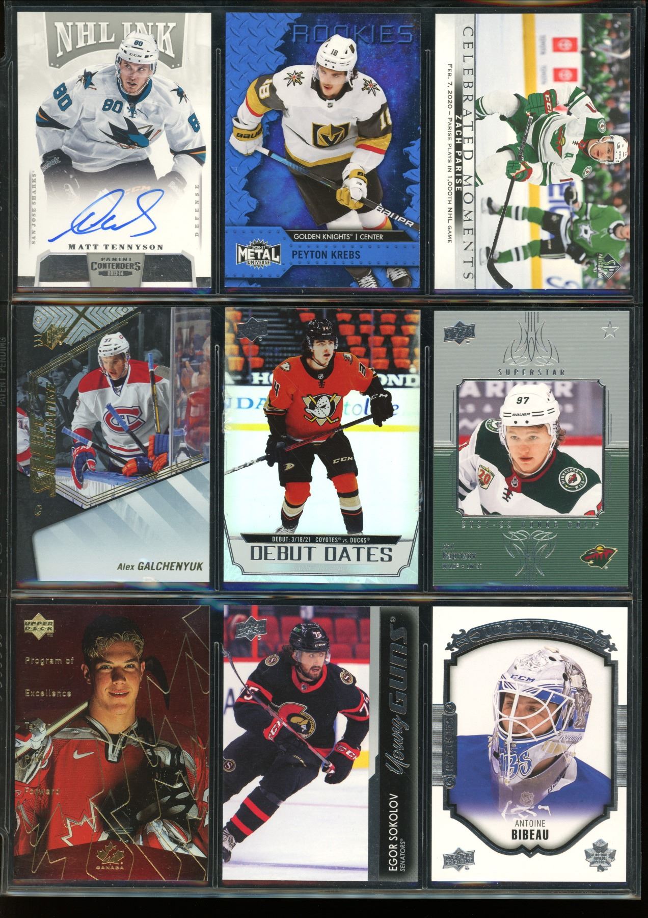 9 NHL Rookie & Insert Hockey Cards Various Teams