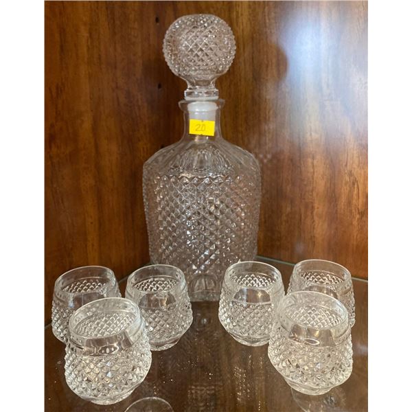 Mid Century Glass Decanter And Liquor Glasses Beck Auctions Inc