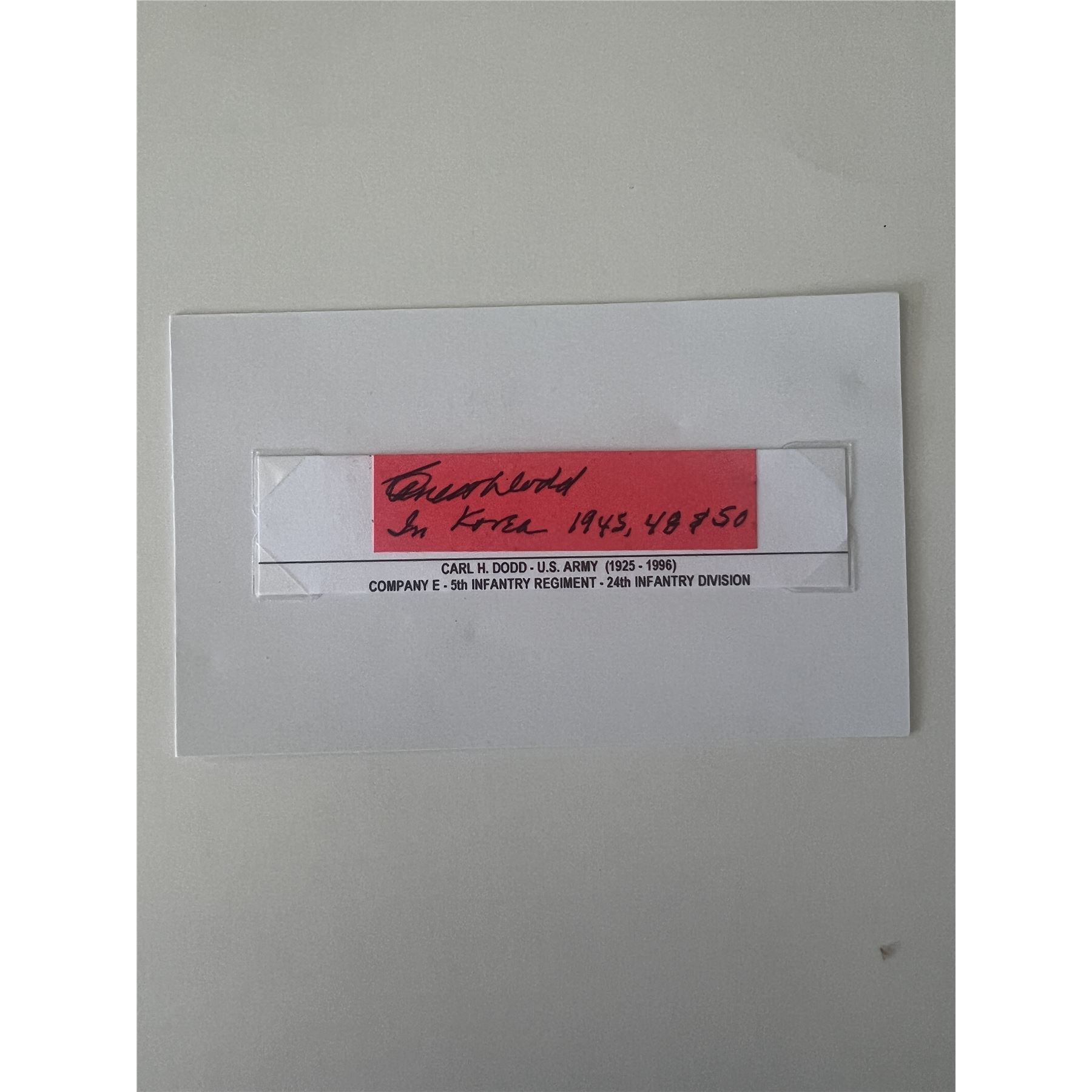 US Army Carl H. Dodd original signature