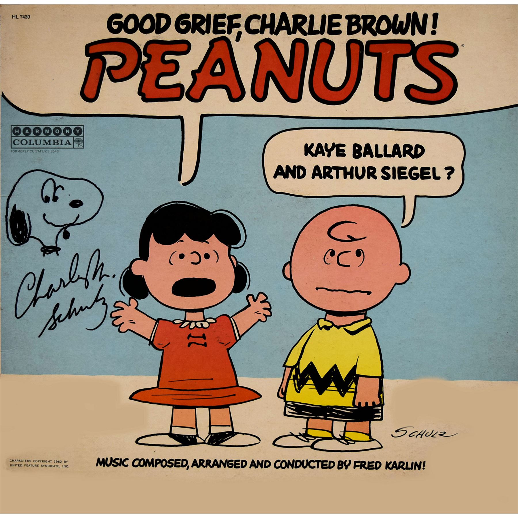 Peanuts Good Grief, Charlie Brown! signed soundtrack album