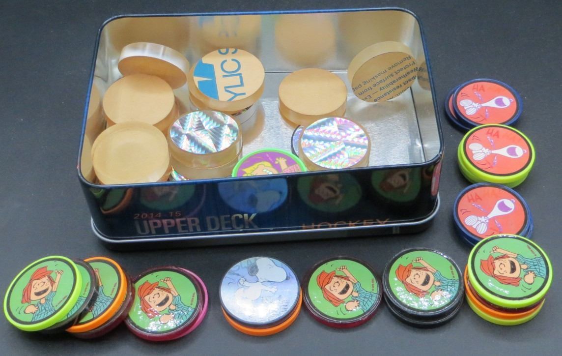 Collection Of Charlie Brown Pogs & Blank Make Your Own Pogs