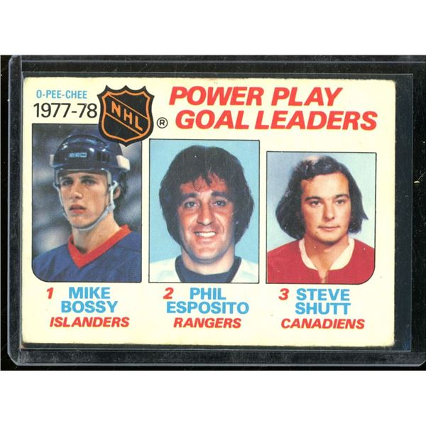 1978-79 O-Pee-Chee #67 Power Play Goal/Leaders/Mike Bossy/Phil Esposito ...