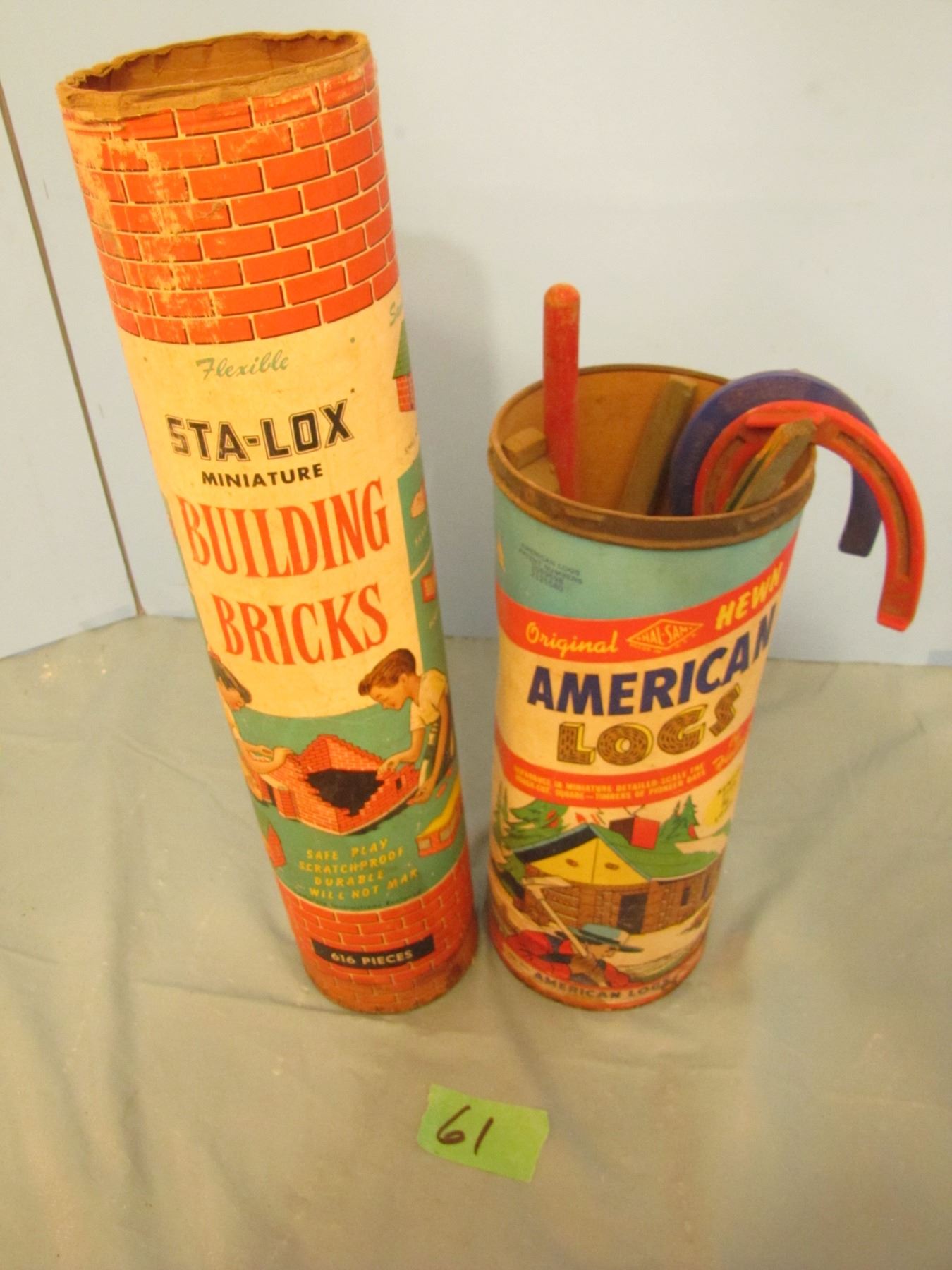 vintage sta-lox miniature building bricks and american locs children's toys