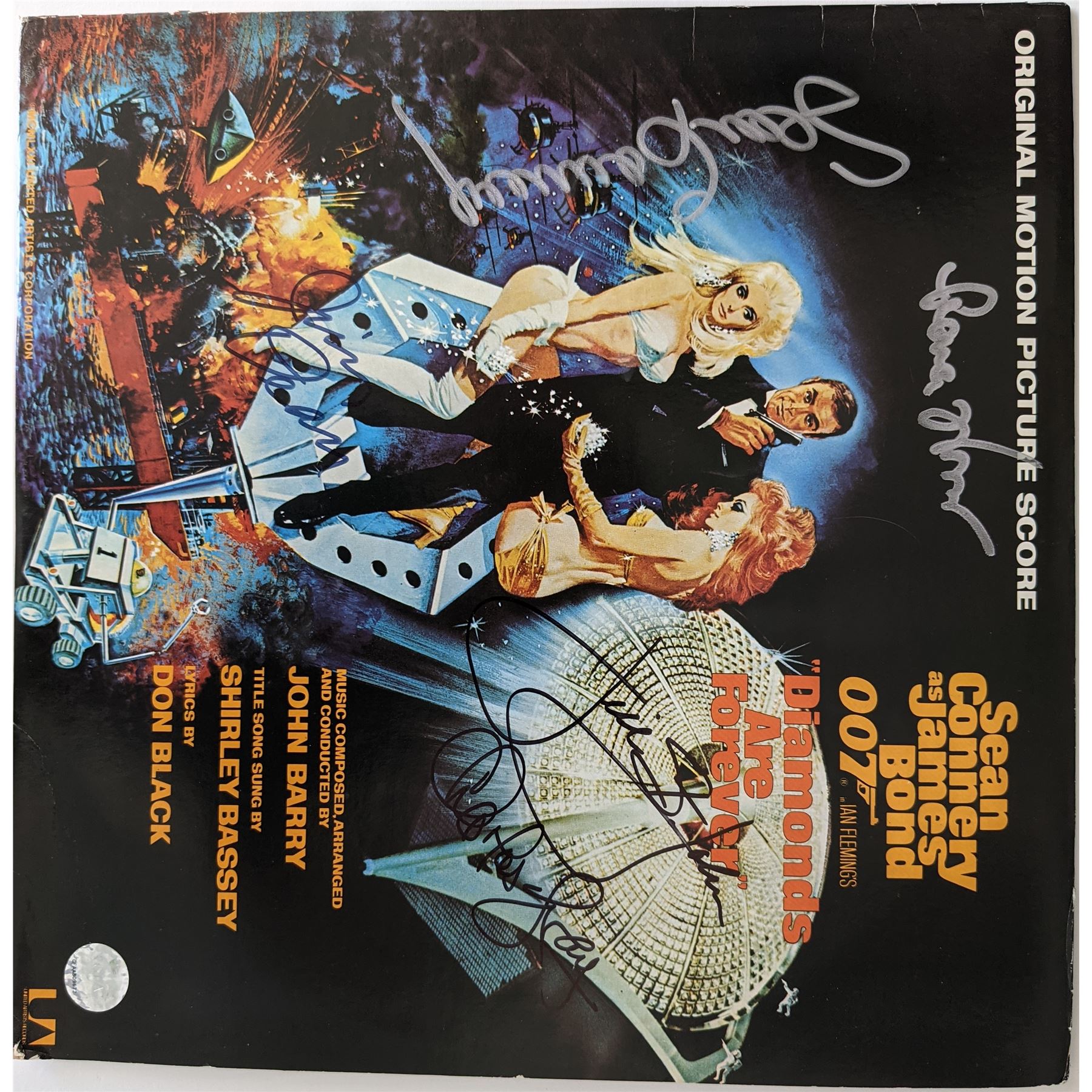 James Bond Diamonds Are Forever Signed Soundtrack LP. GFA Authenticated