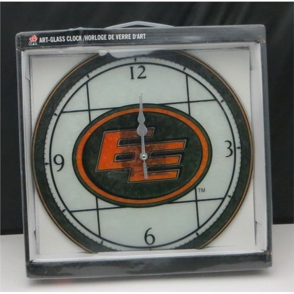 New CFL Edmonton Eskimos Art-Glass Wall Clock