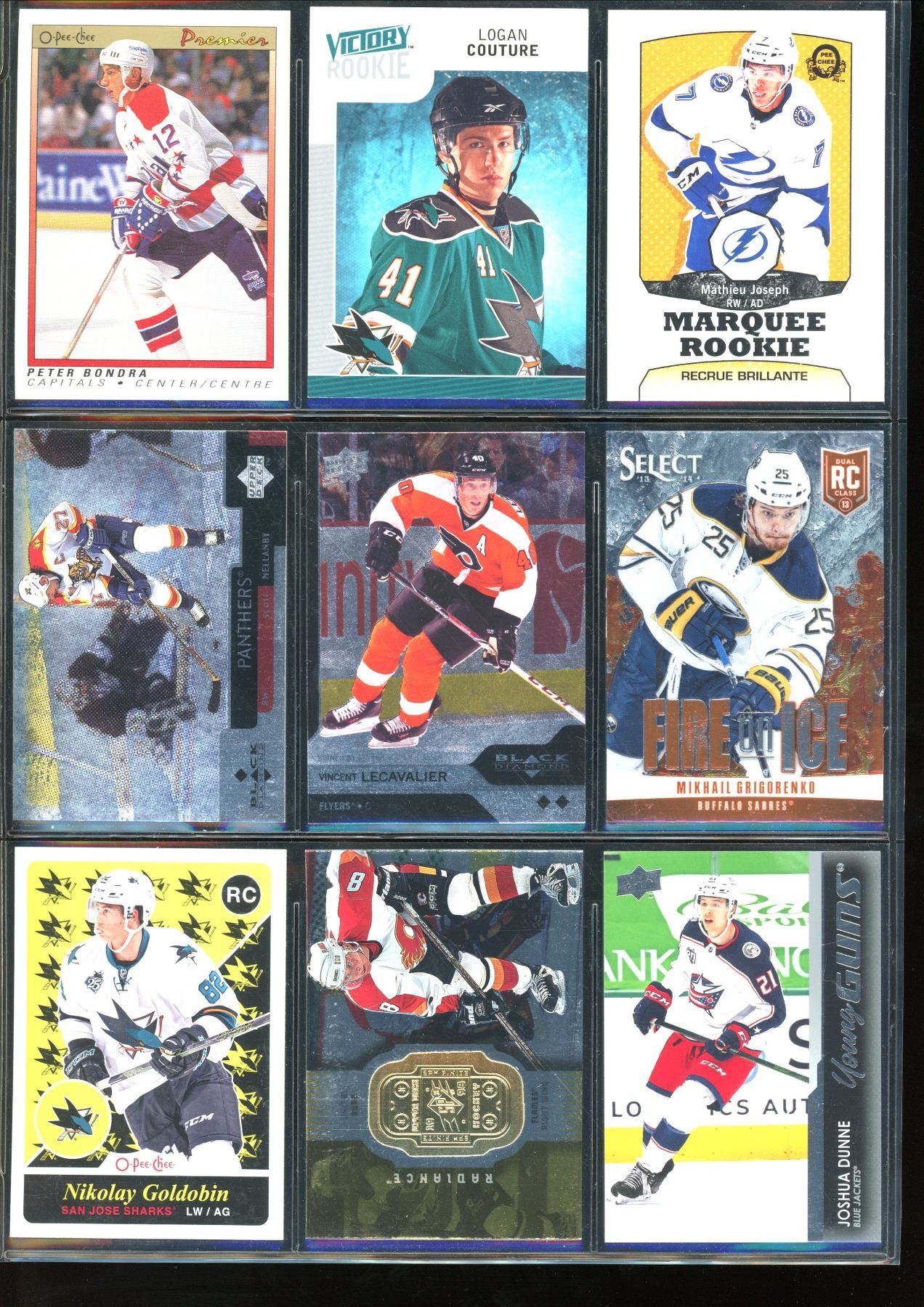 9 NHL Rookie & Insert Hockey Cards Various Teams