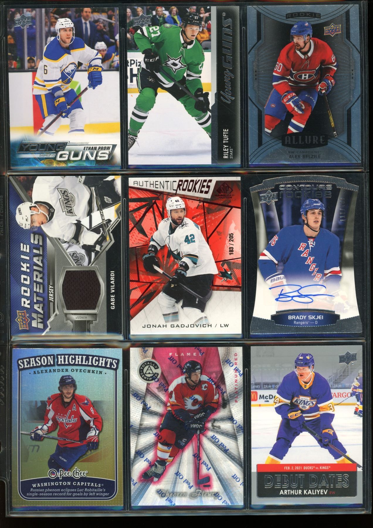 9 NHL Rookie & Insert Hockey Cards Various Teams