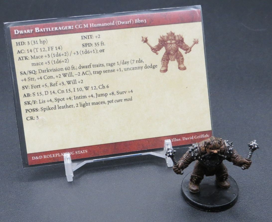 D&D Dwarf Battlerager 16/60 Pre-Painted Mini Figure With Card