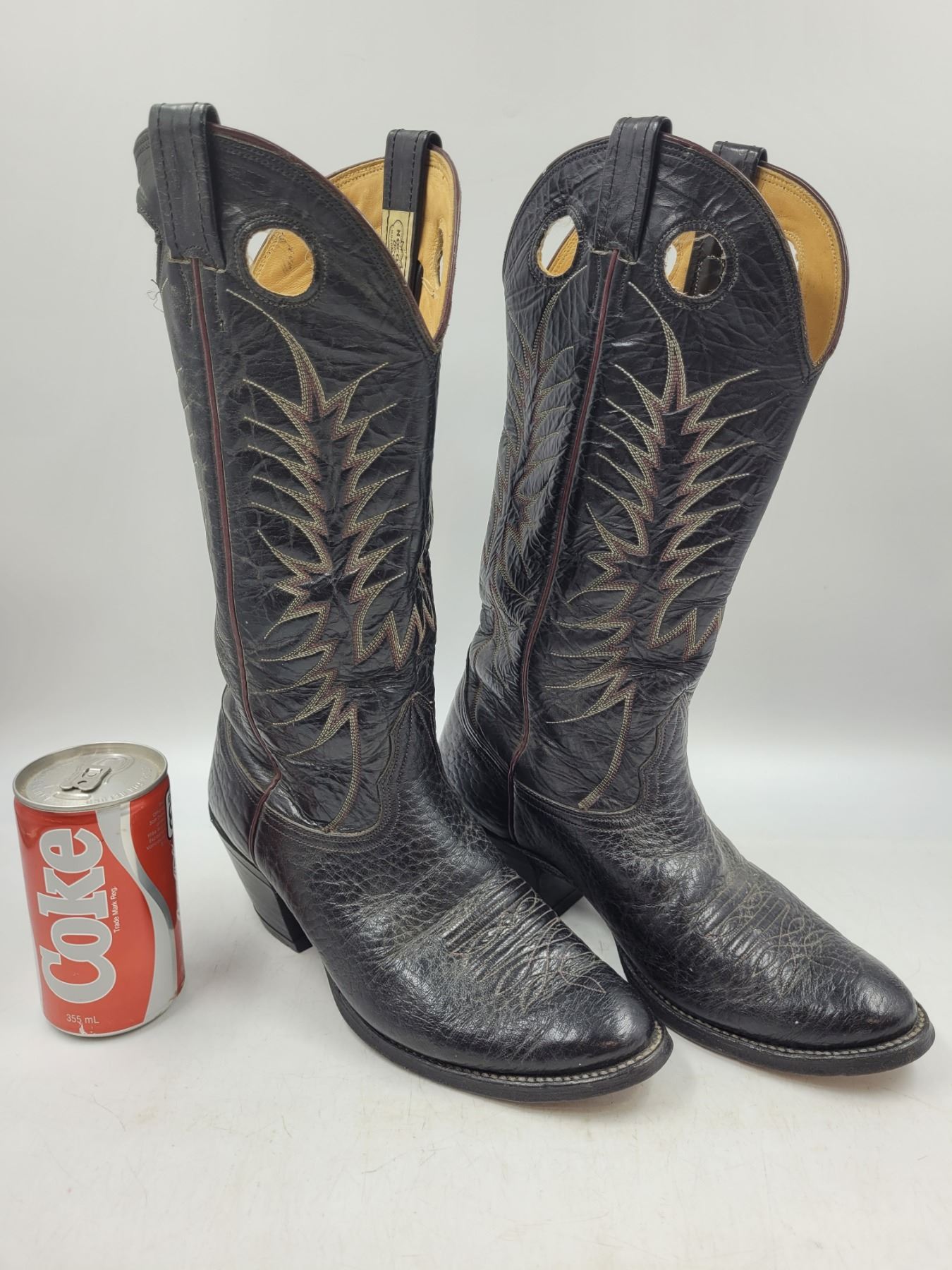 Vintage Nocona Black Leather Cowboy Boots